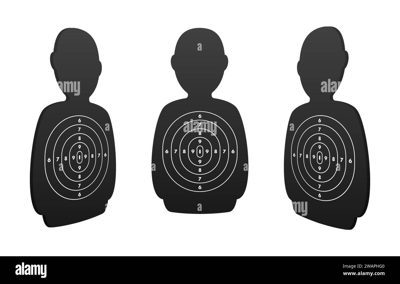 Silhouette human figures with target circles for precision training ...