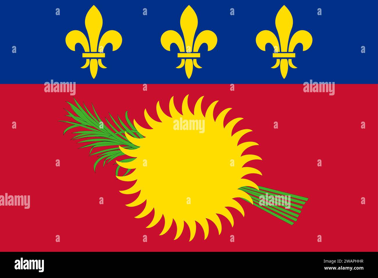High detailed flag of Guadeloupe. National Guadeloupe flag. North ...