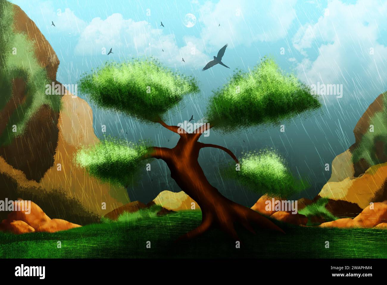 bonsai tree digital art Stock Photo - Alamy