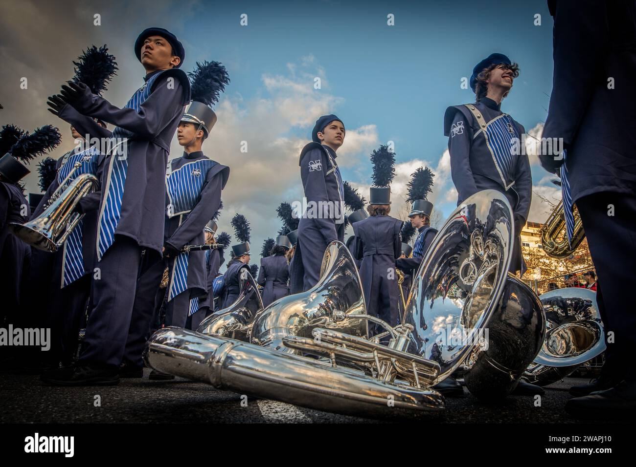 Madrid, Spain. 05th Jan, 2024. A group of musicians prepare before the ...
