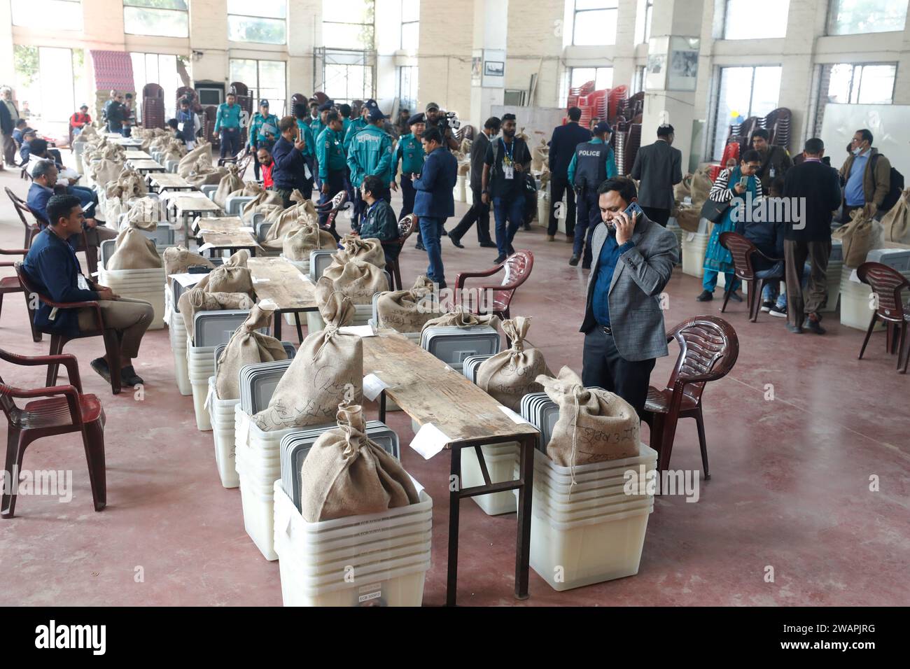 Dhaka, Bangladesh - January 06, 2024: The distribution of voting ...