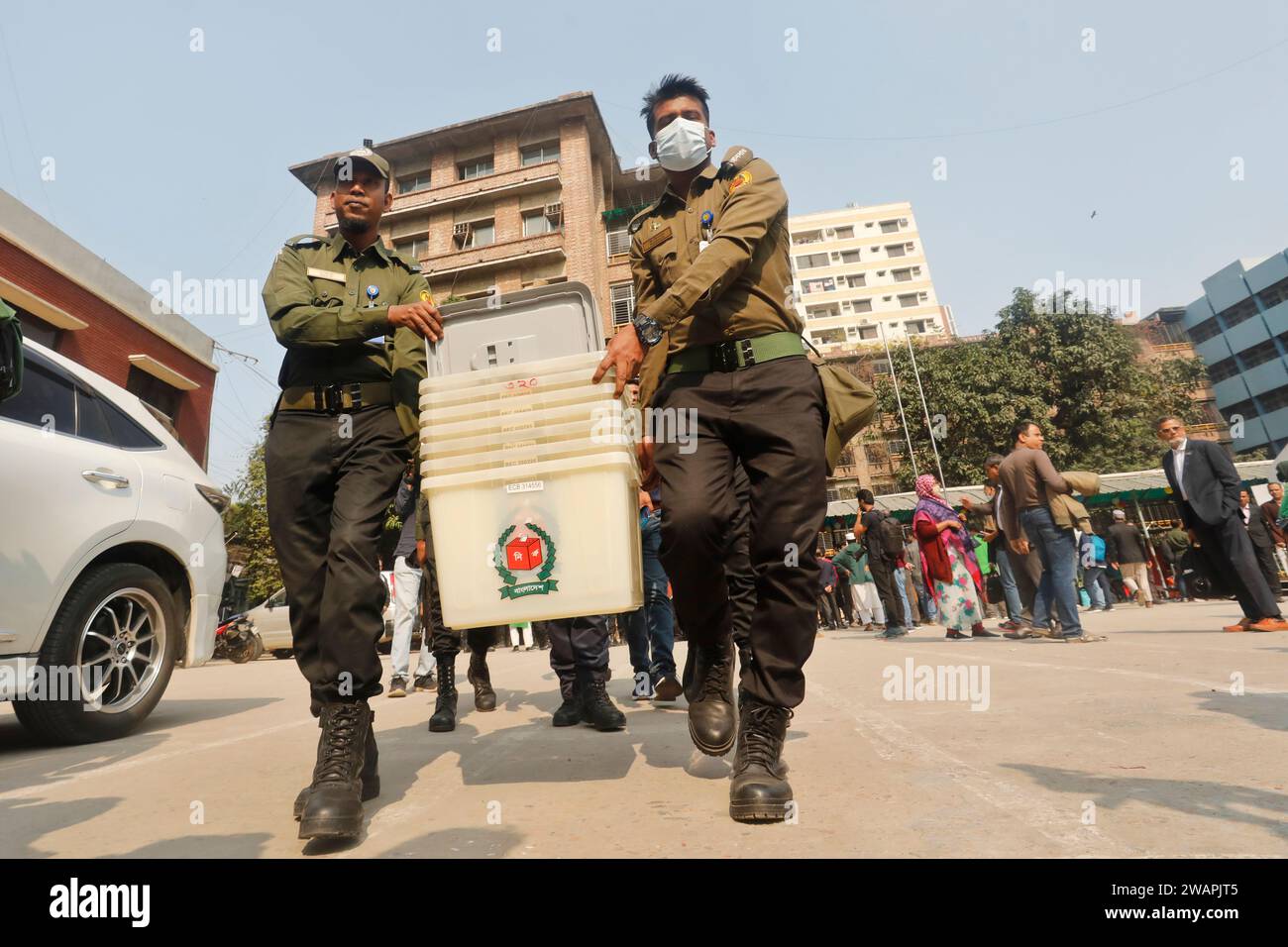 Dhaka, Bangladesh - January 06, 2024: The distribution of voting ...