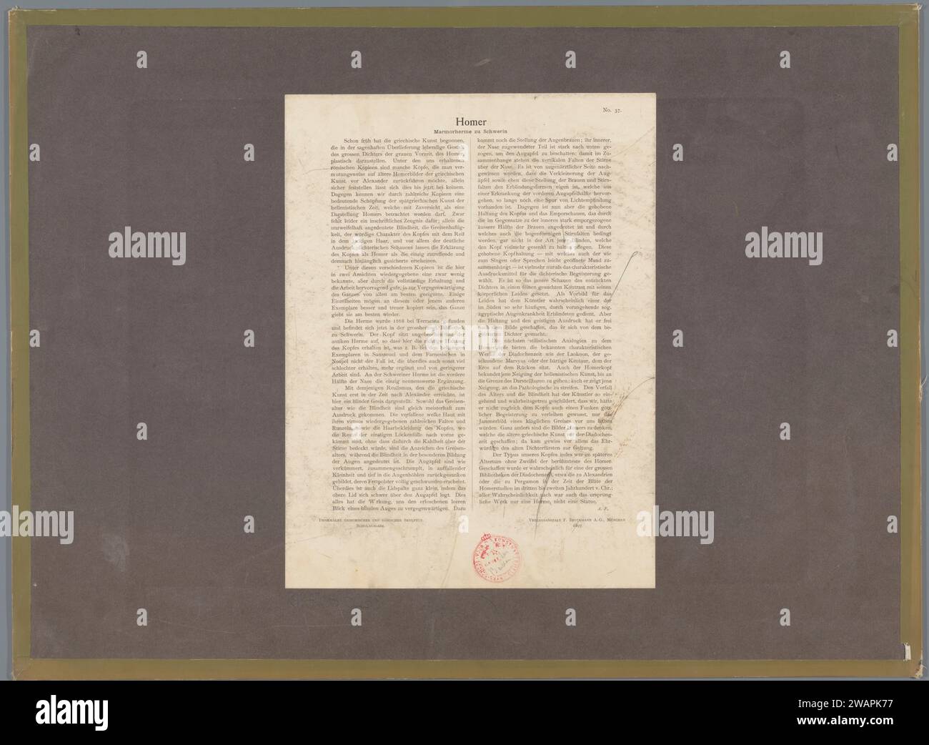 Two views of a bust of Homer in the Staatliches Museum in Schwerin ...