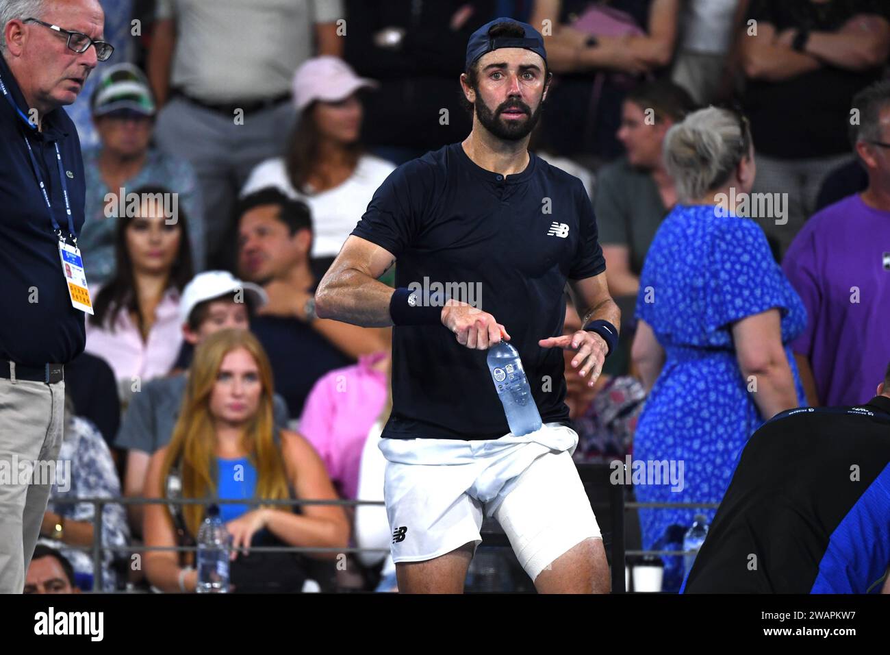 Brisbane, Australia. 06th Jan, 2024. Jordan Thompson of Australia has a ...