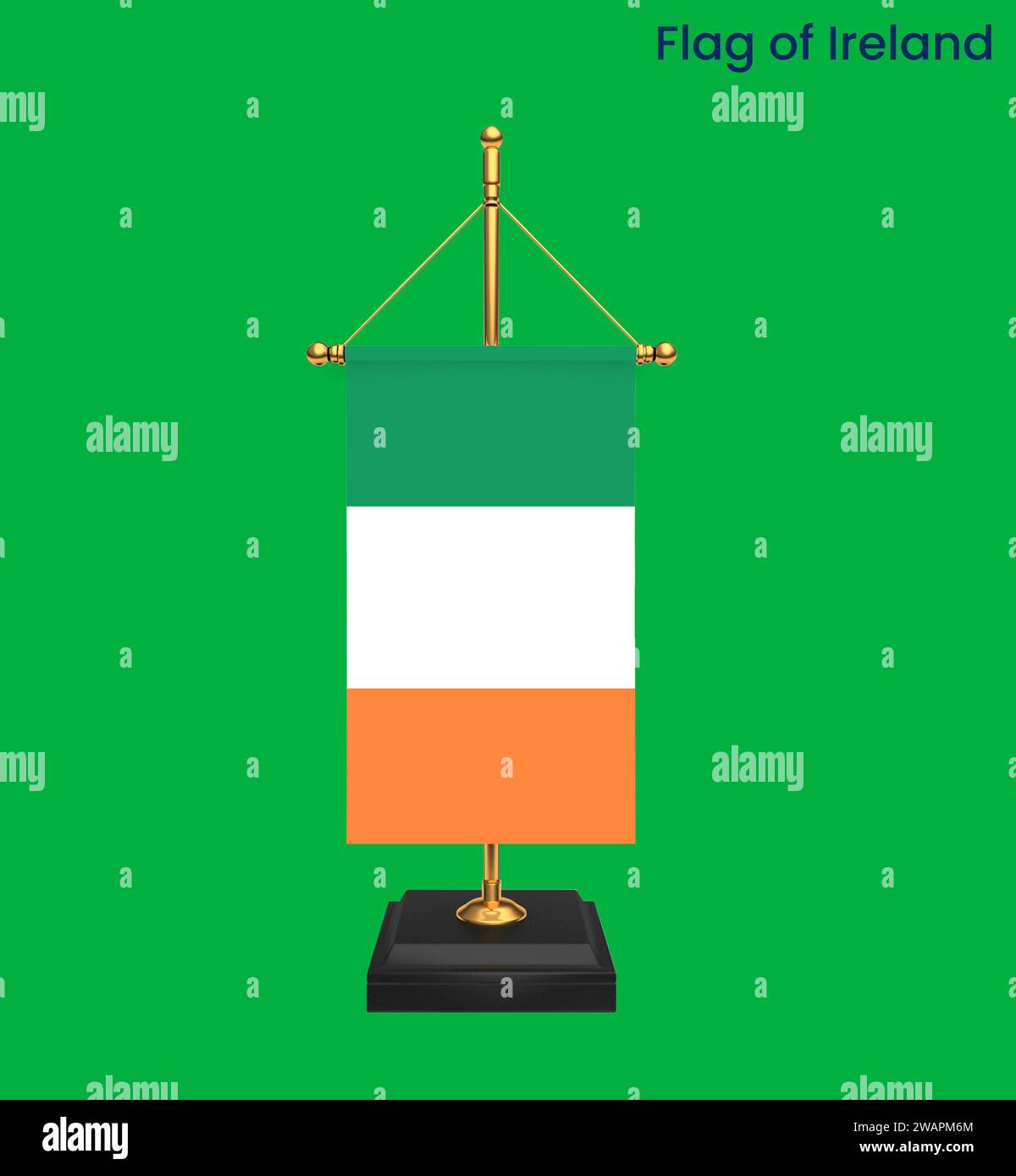 High detailed flag of Ireland. National Ireland flag. Europe. 3D ...