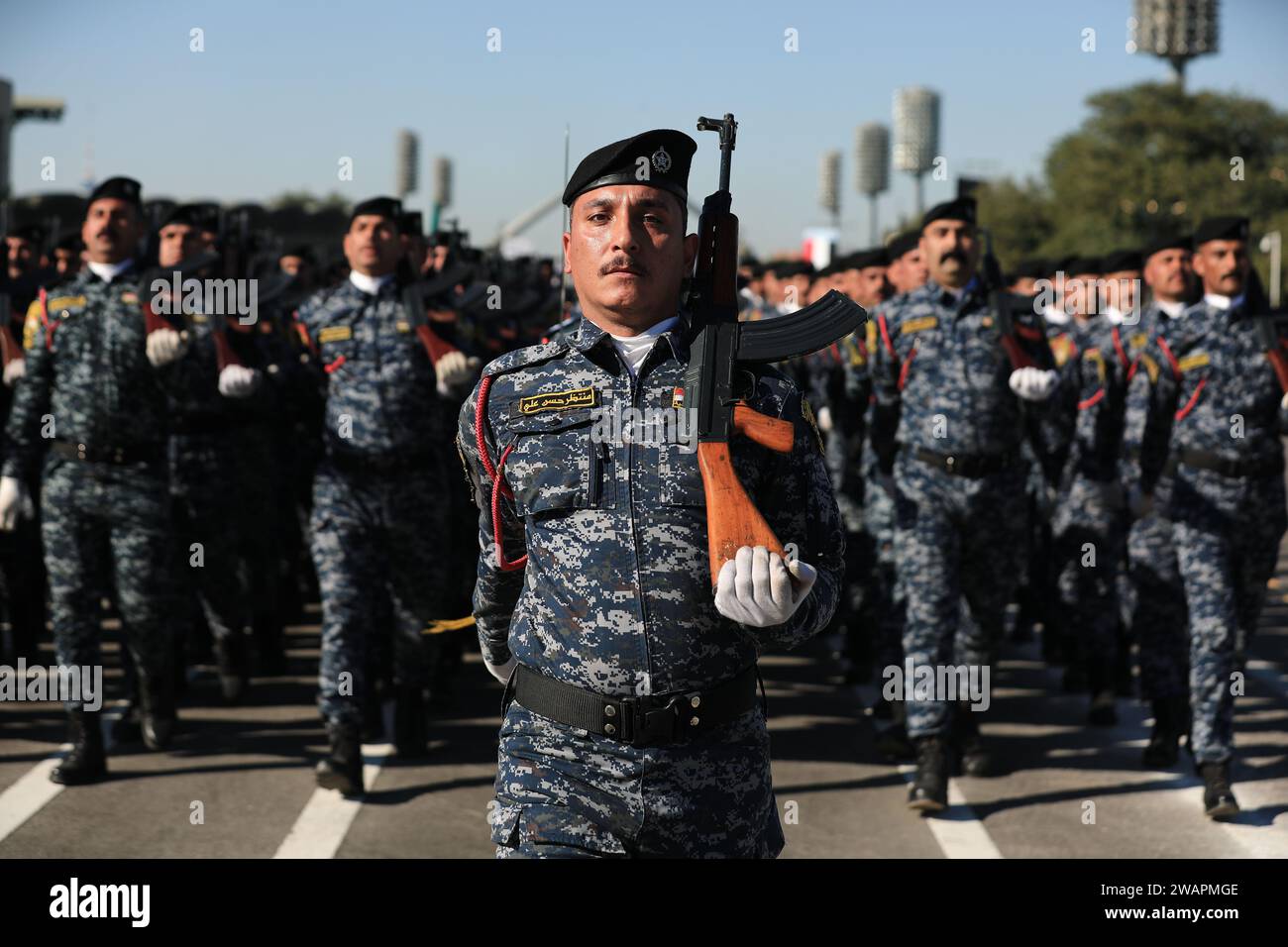 Baghdad, Iraq. 06th Jan, 2024. Soldiers take part in a military parade ...