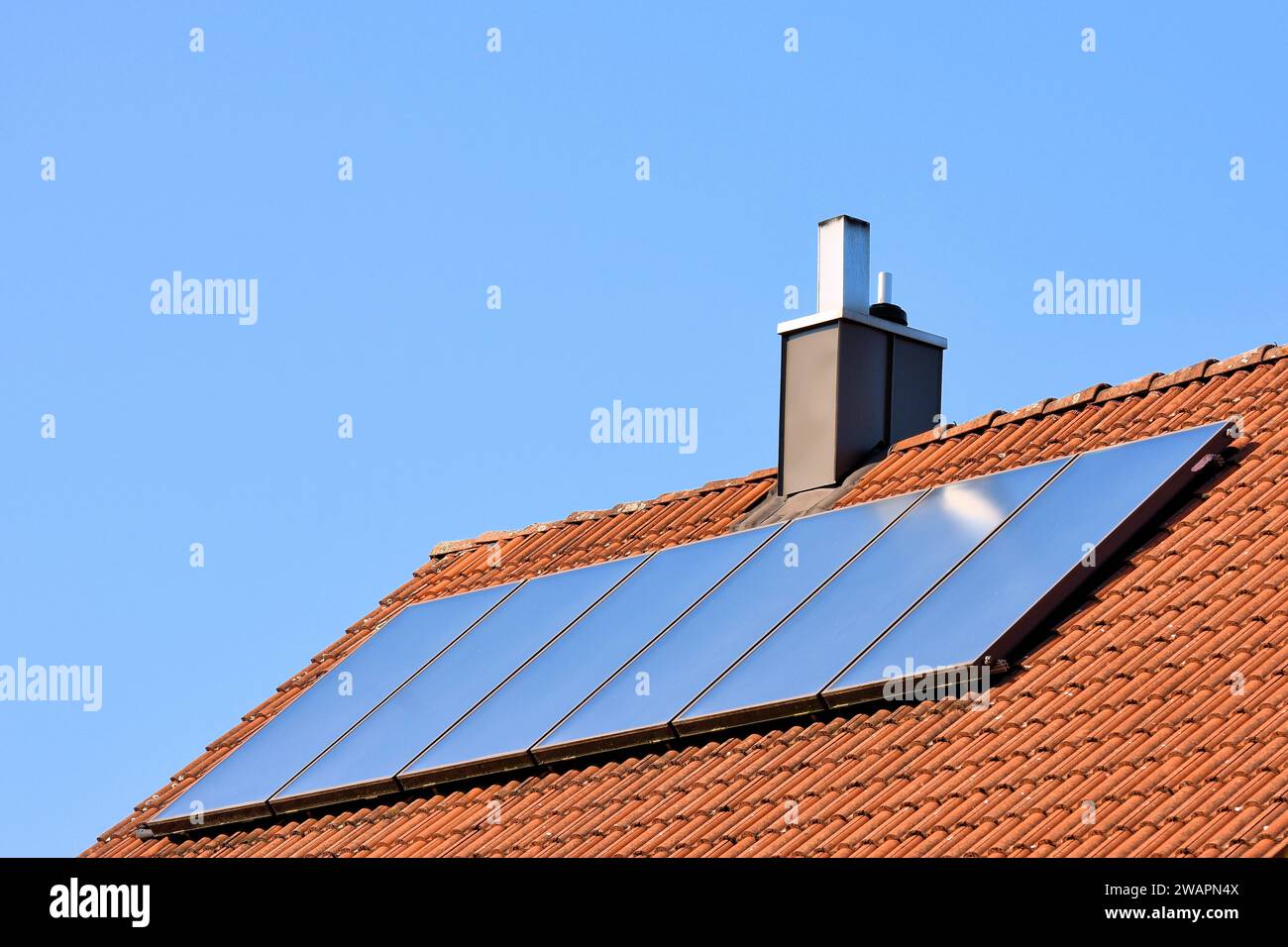 Solar thermal collectors on the roof of the house for environmentally ...