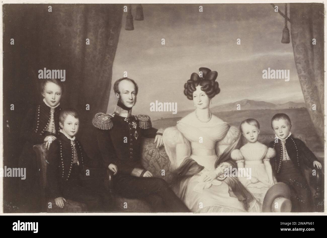 Family portrait of Willem II, King of the Netherlands, Anna Paulowna ...