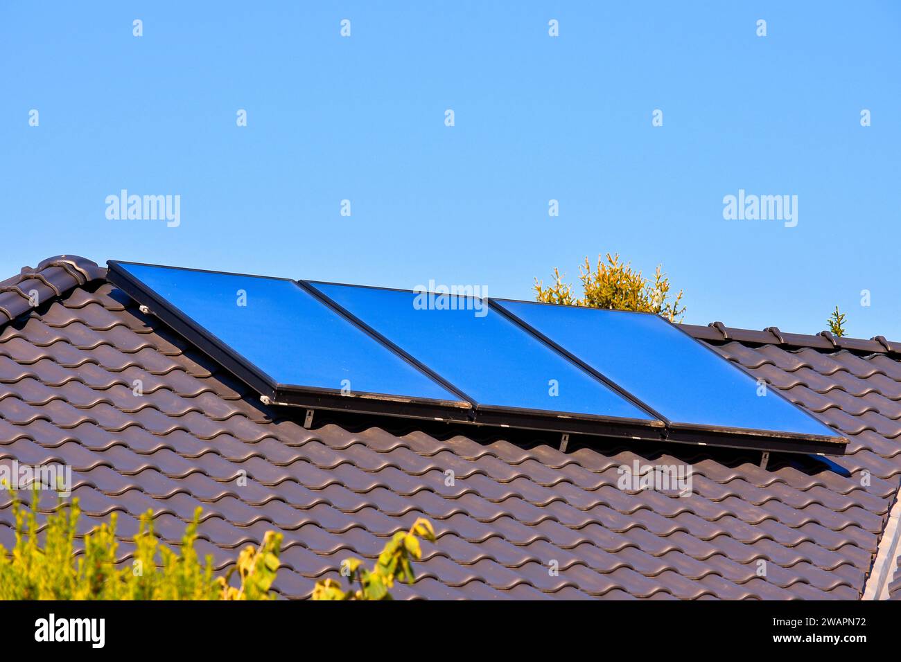 Solar thermal collectors on the roof of the house for environmentally ...