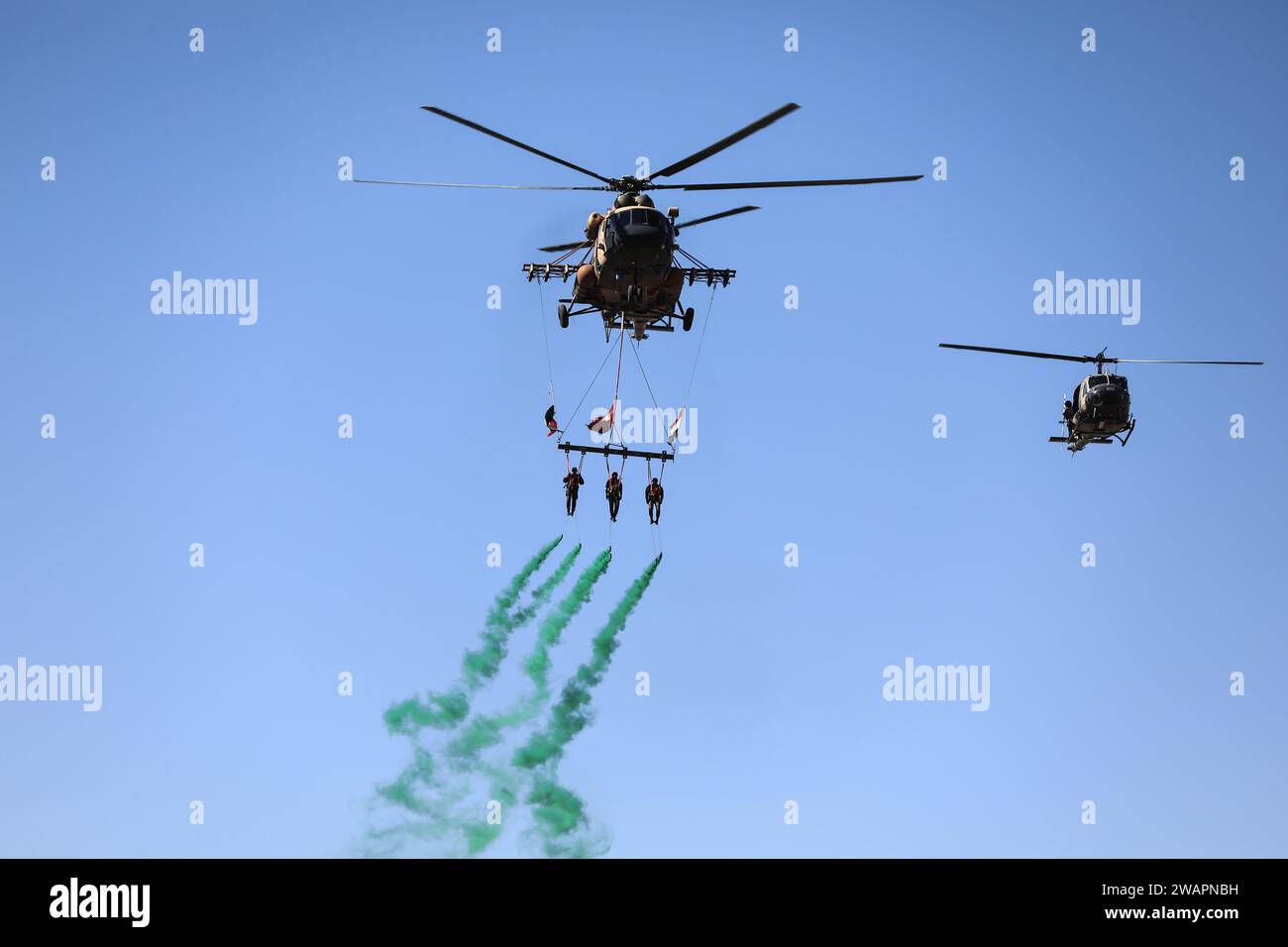Baghdad, Iraq. 06th Jan, 2024. A military plane flies over during a ...
