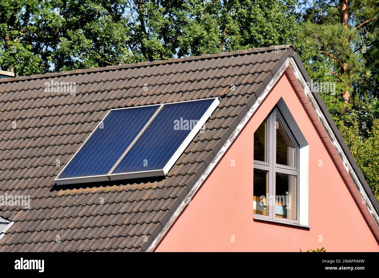 Solar thermal collectors on the roof of the house for environmentally ...