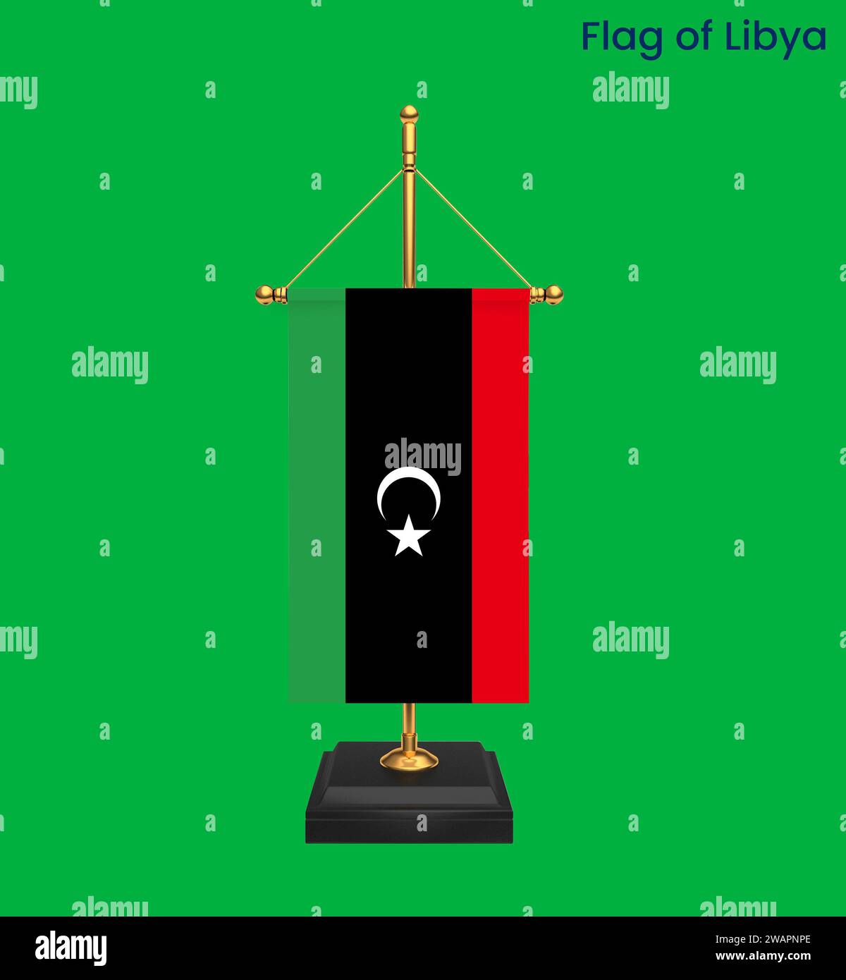 High detailed flag of Libya. National Libya flag. Africa. 3D ...