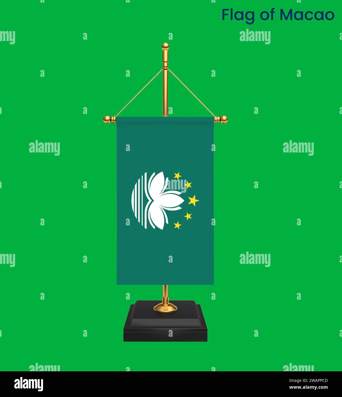 High detailed flag of Macau. National Macau flag. Asia. 3D illustration ...
