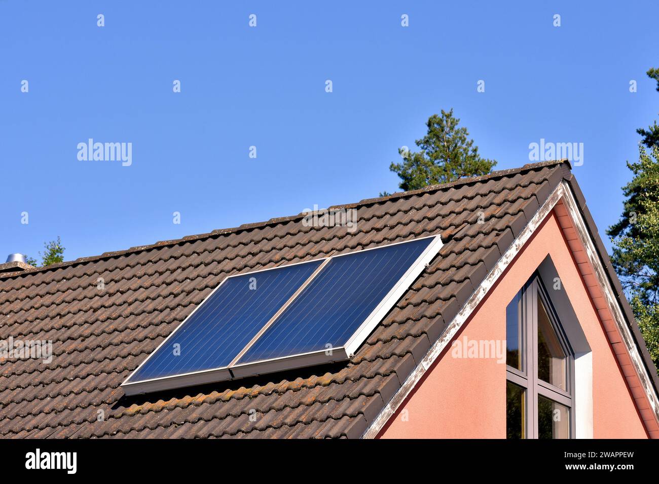 Solar thermal collectors on the roof of the house for environmentally ...