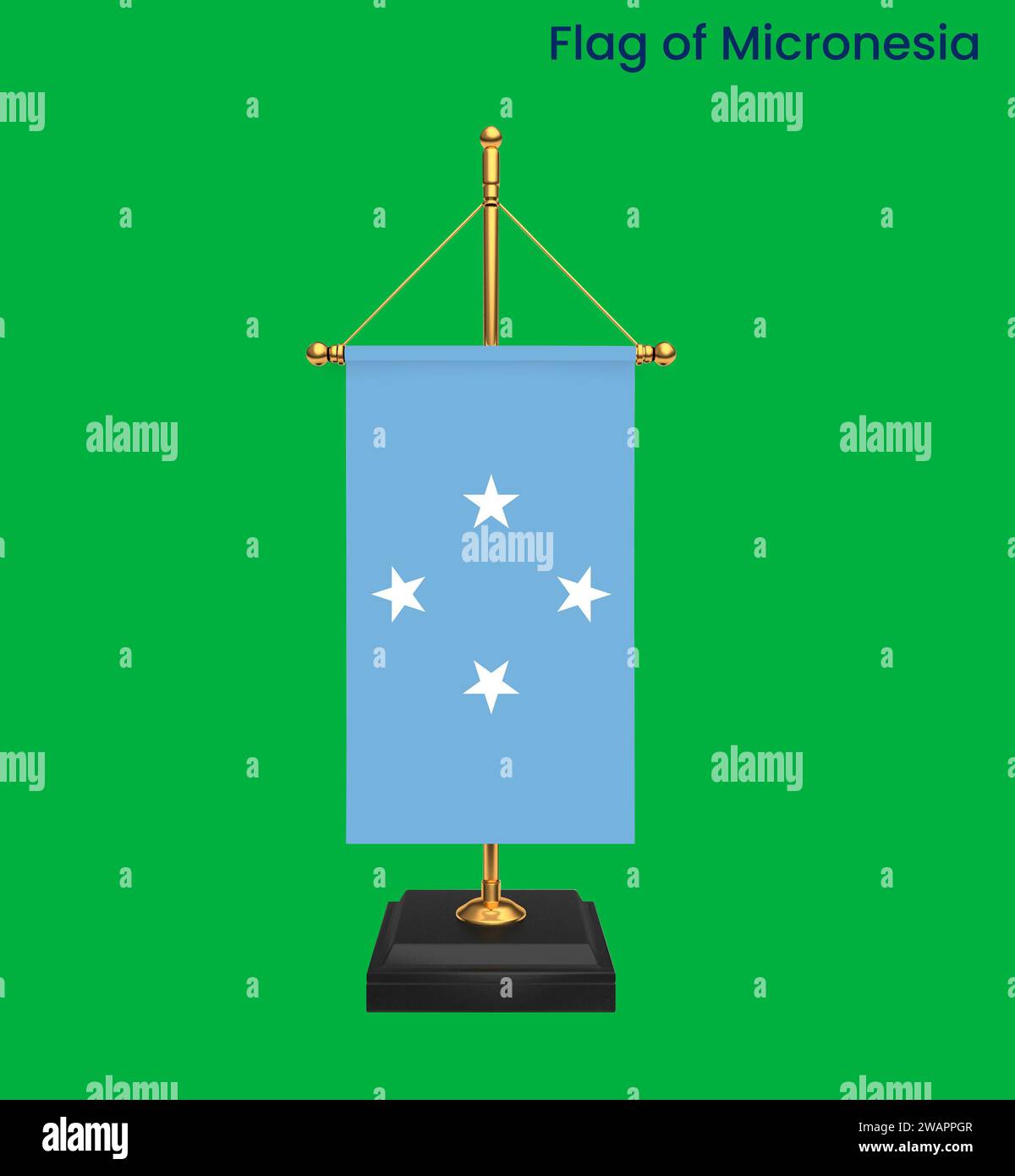High detailed flag of Micronesia. National Micronesia flag. Oceania. 3D ...