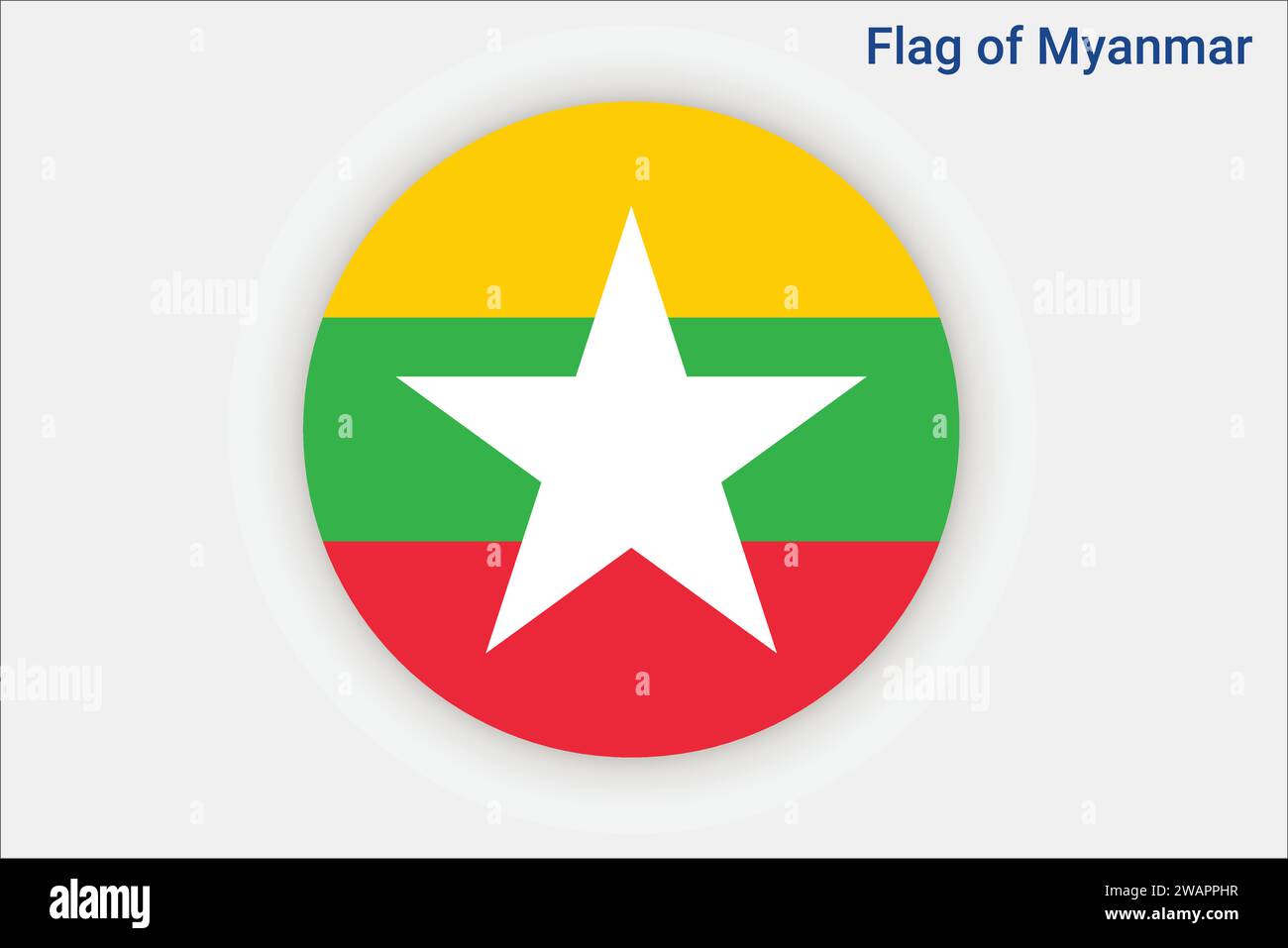 High detailed flag of Myanmar. National Myanmar flag. Asia. 3D ...
