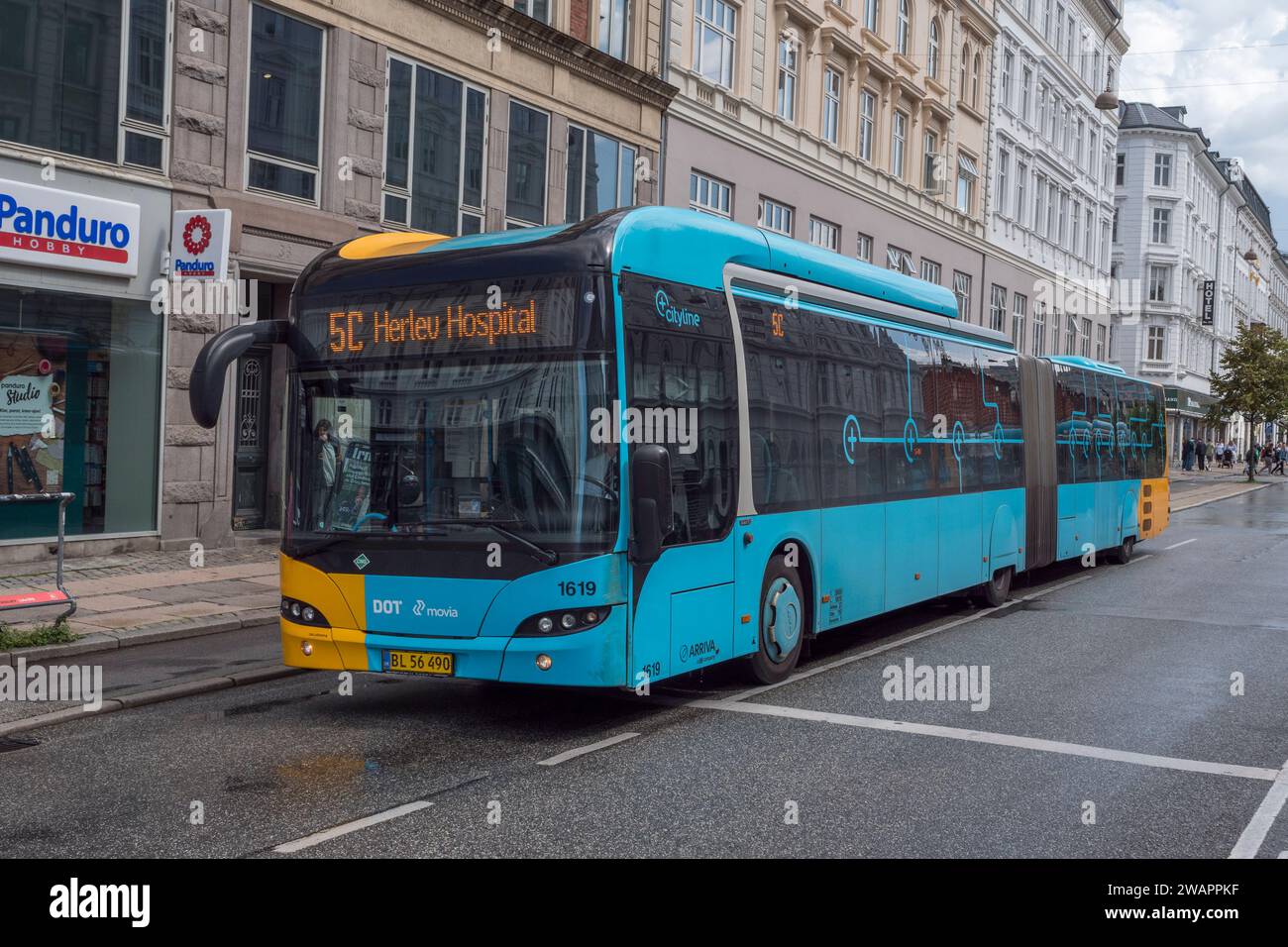 A Din Offentlige Transport (DOT) Movia articulated bus in Copenhagen ...