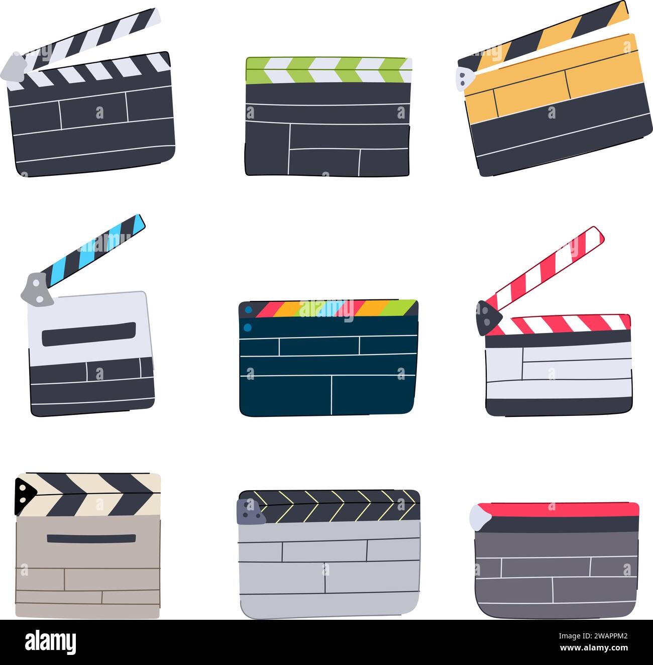 clapperboard set cartoon vector illustration Stock Vector Image & Art ...