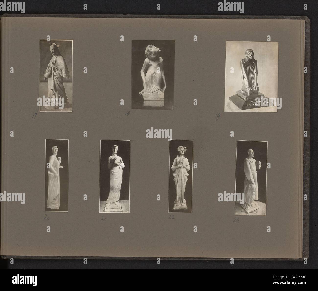 Seven sculptures, anonymous, c. 1920 - c. 1940 photograph Shown are ...