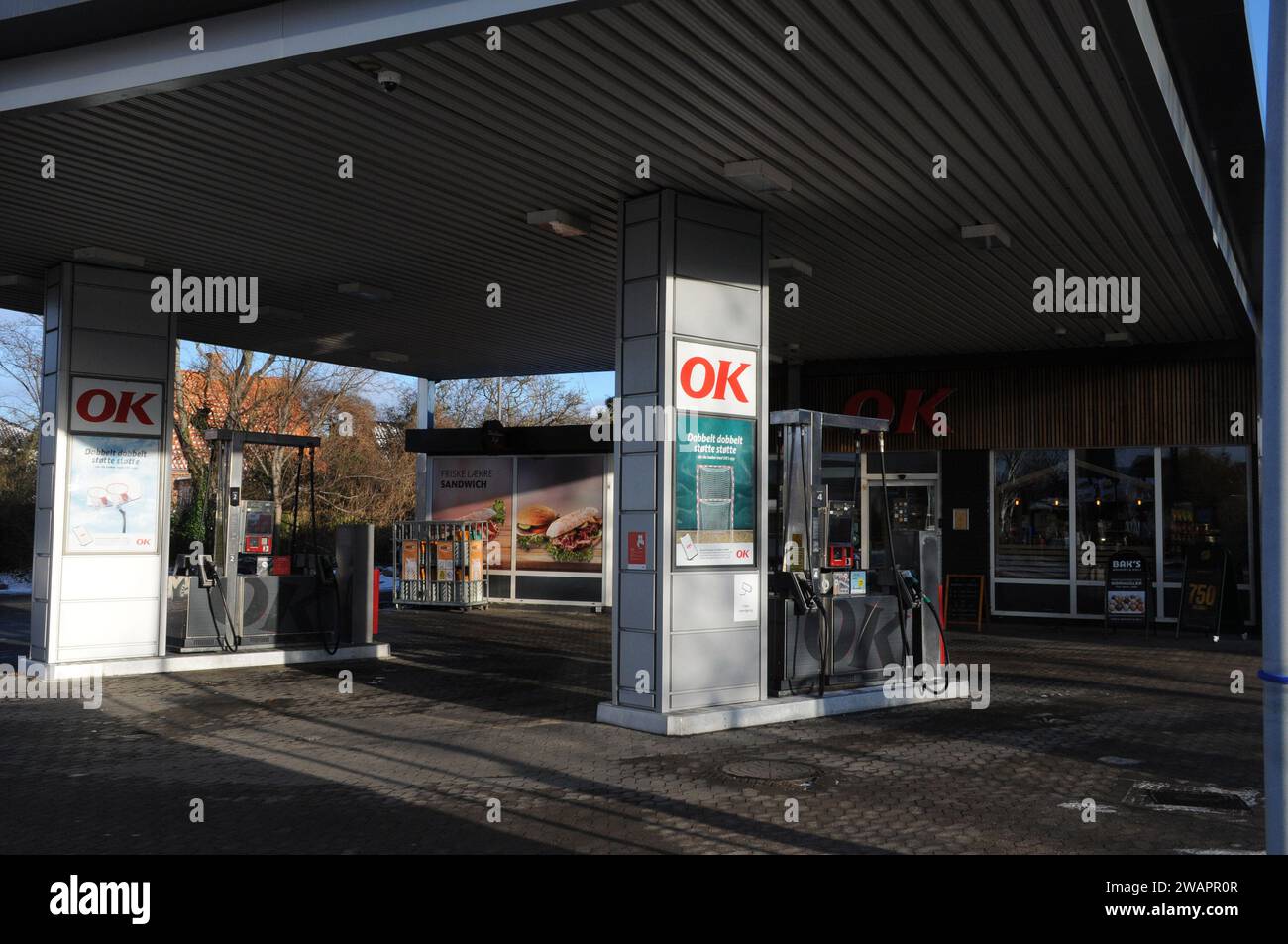 Copenhagen, Denmark /06 January 2024/. OK petrol station in danish ...