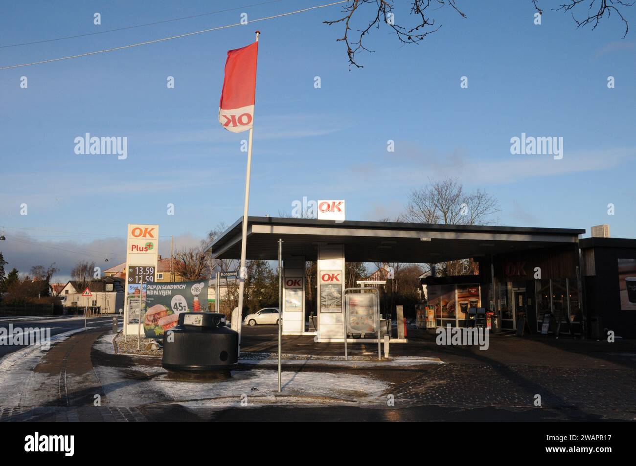 Copenhagen, Denmark /06 January 2024/. OK petrol station in danish ...