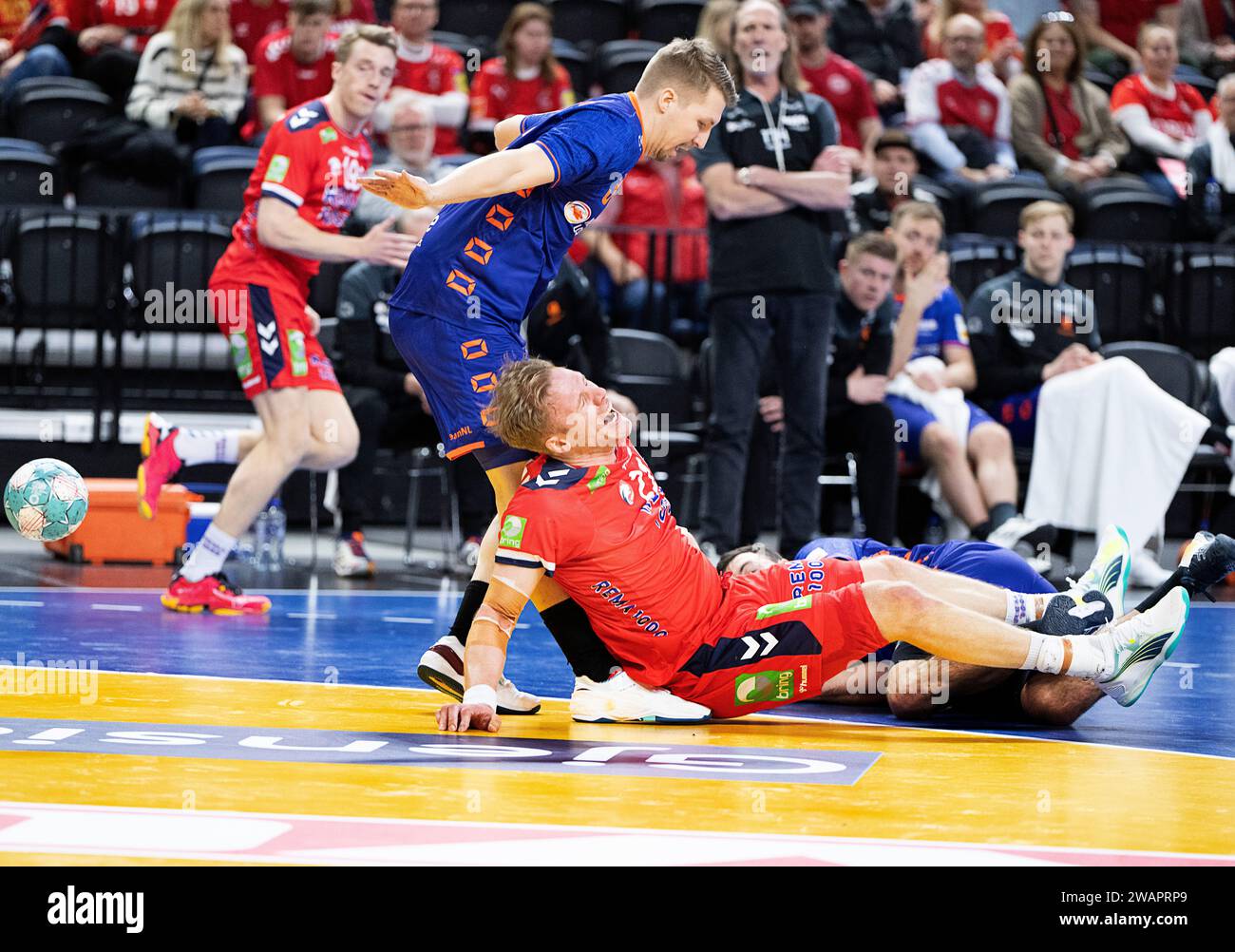 Norway's Magnus Gullerud. The men's handball match in the training ...