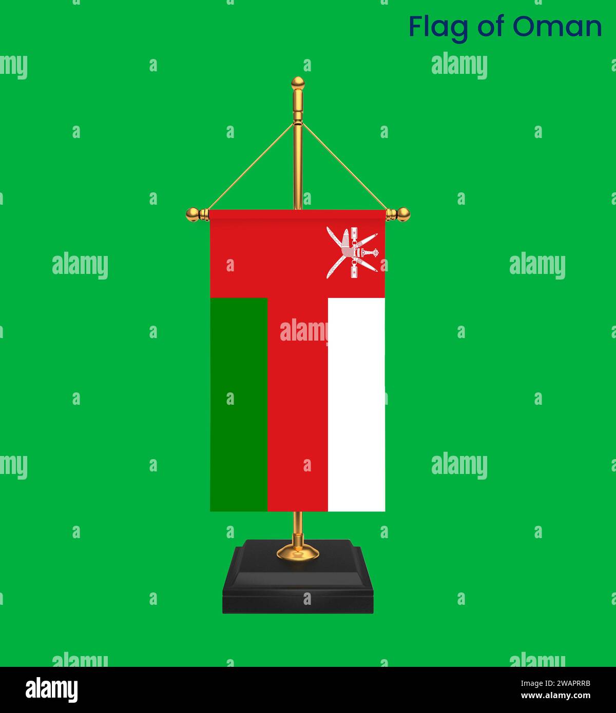 High detailed flag of Oman. National Oman flag. Asia. 3D illustration ...