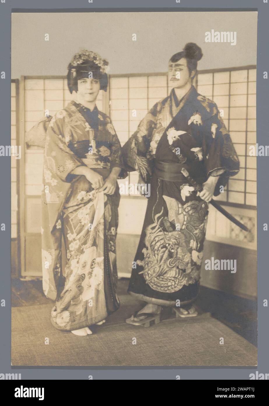 Male and Woman in Kimono, Japan, 1900 - 1949 photograph Japan paper ...