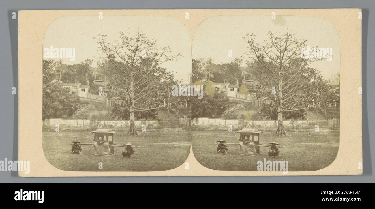 Man in a sedan chair, Guangzhou, China, 1859 stereograph ...