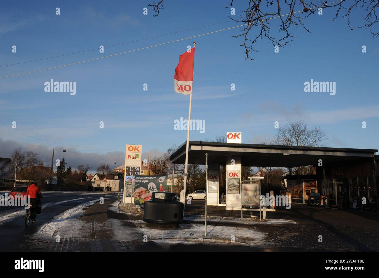 Copenhagen, Denmark /06 January 2024/. OK petrol station in danish ...