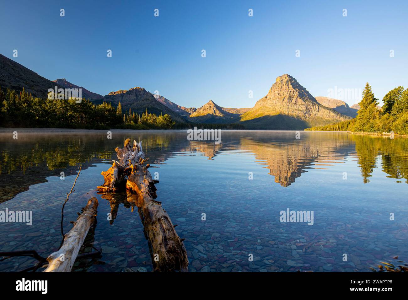 A scenic view of Two Medicine Lake in Glacier National Park, Montana ...