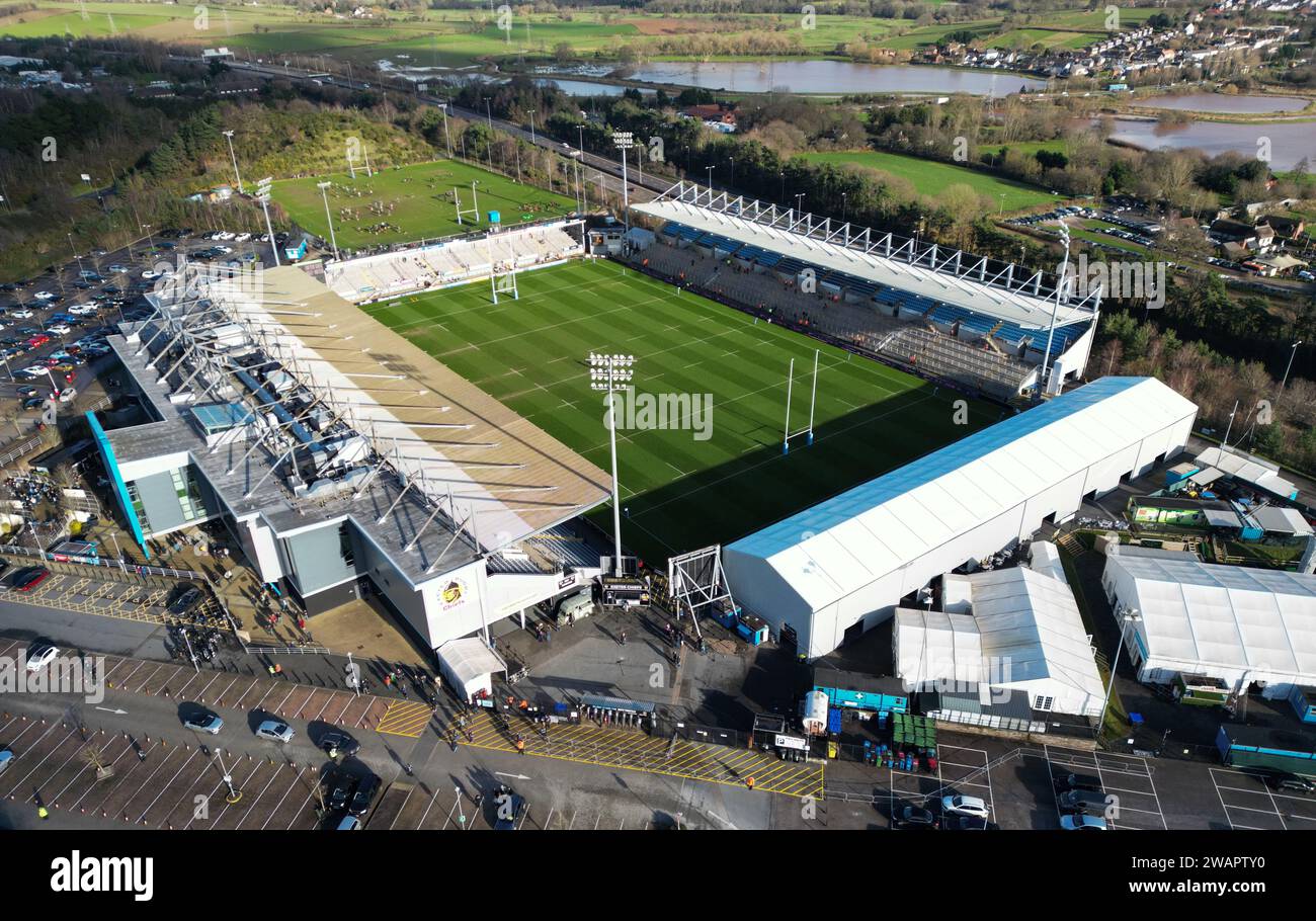 A drone view of Sandy Park before the Gallagher Premiership match ...