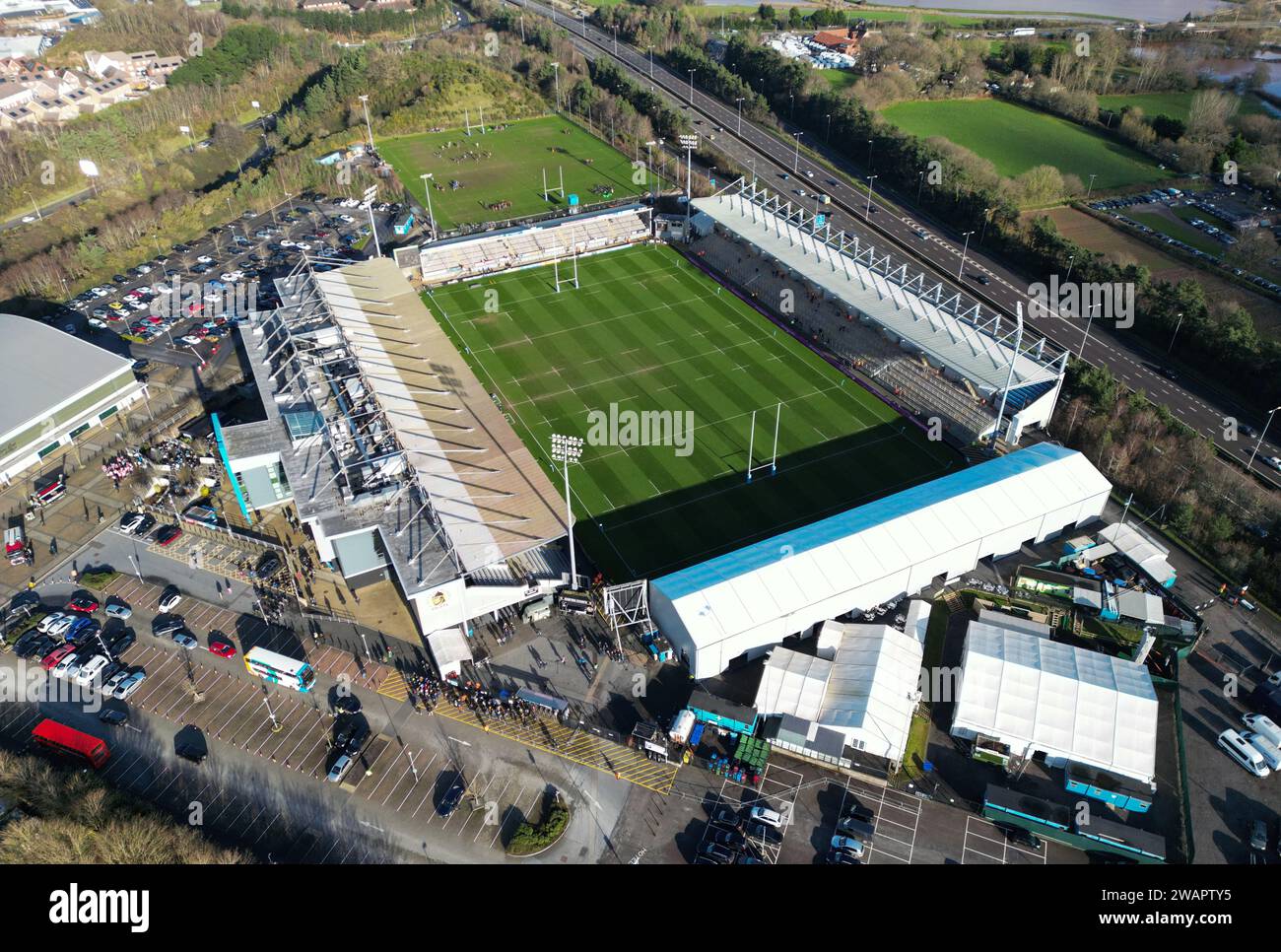 A drone view of Sandy Park before the Gallagher Premiership match ...