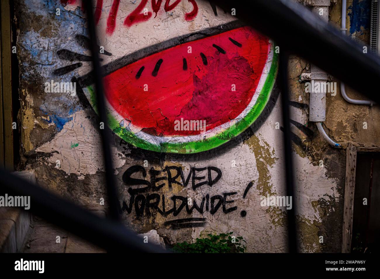 Arlington, Virginia, USA. 5th Jan, 2024. A graffiti of a watermelon, a ...