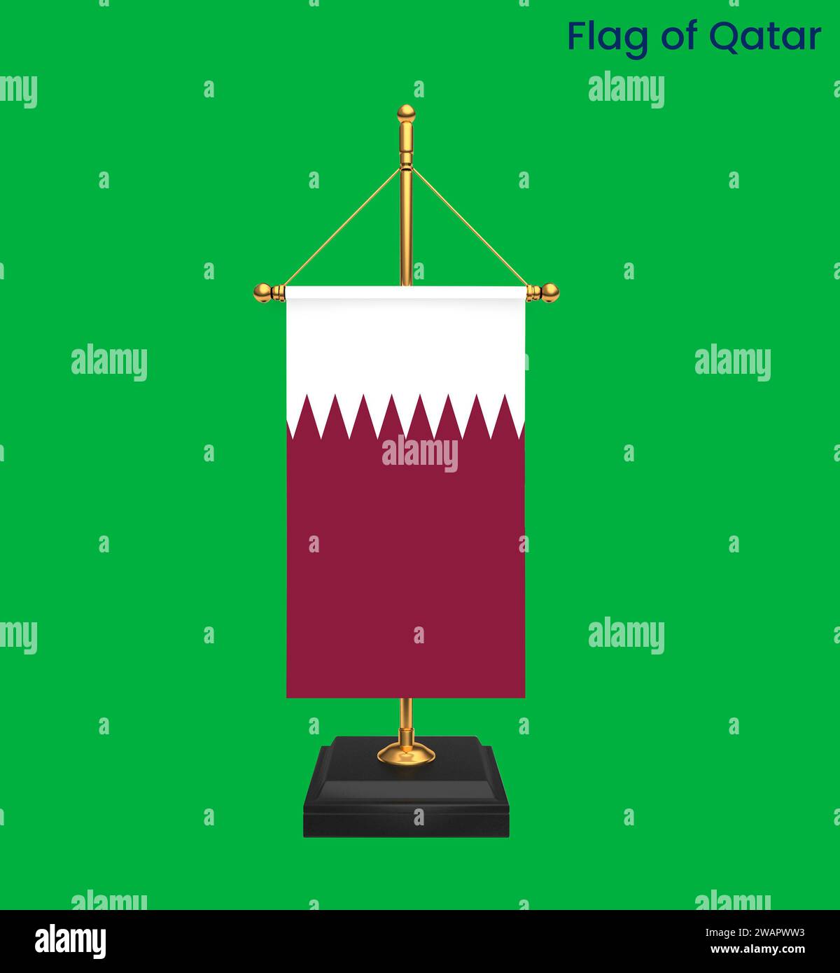High detailed flag of Qatar. National Qatar flag. Asia. 3D illustration ...