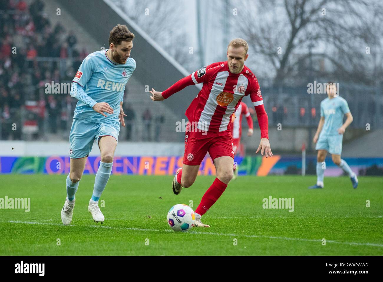 Essen, Deutschland. 06th Jan, 2024. Benno Schmitz (1. FC K?ln, #2), Lucas Brumme (Rot-Weiss ...
