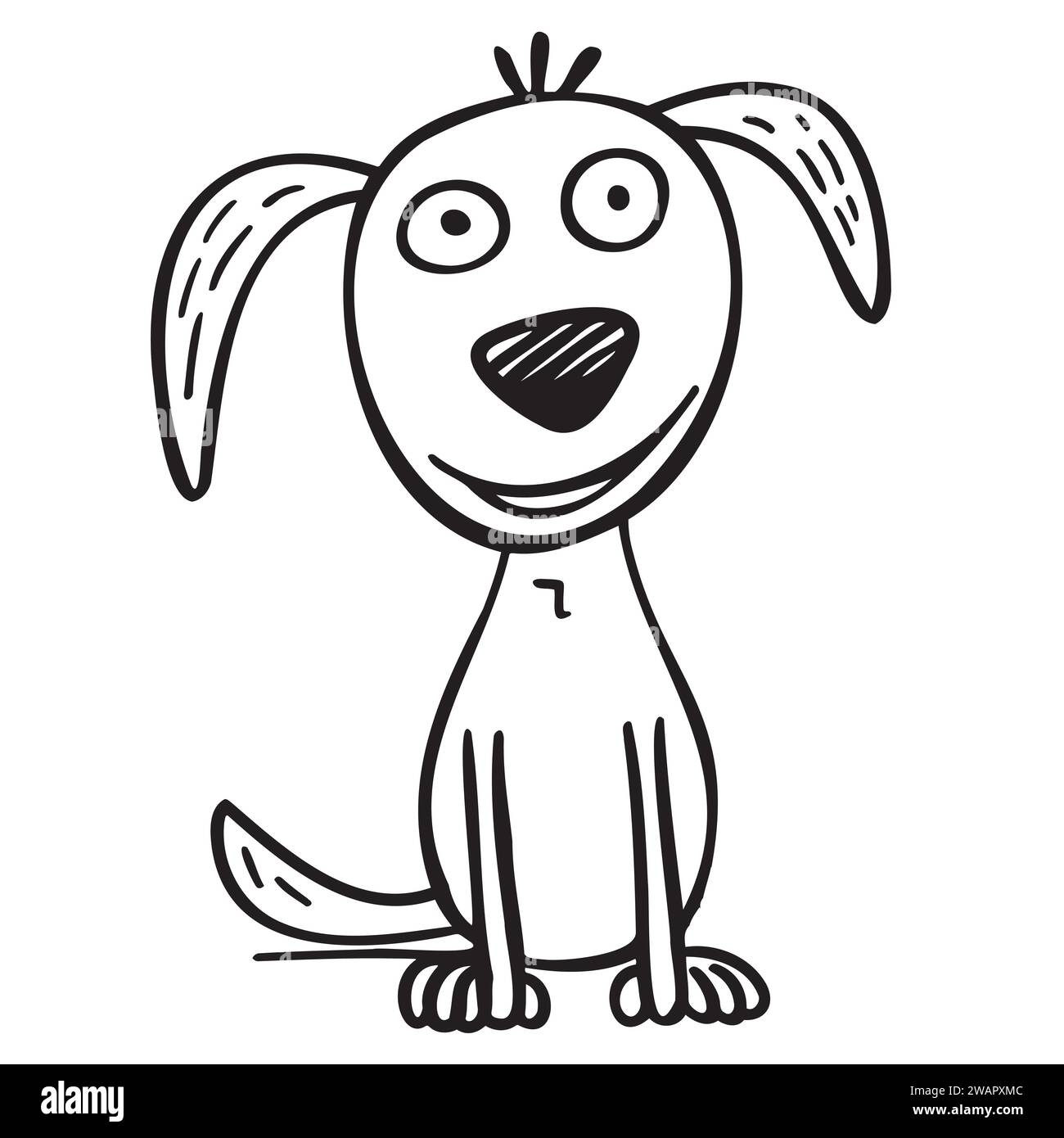 Vector hand drawn cute dog. Isolated illustration on white background ...