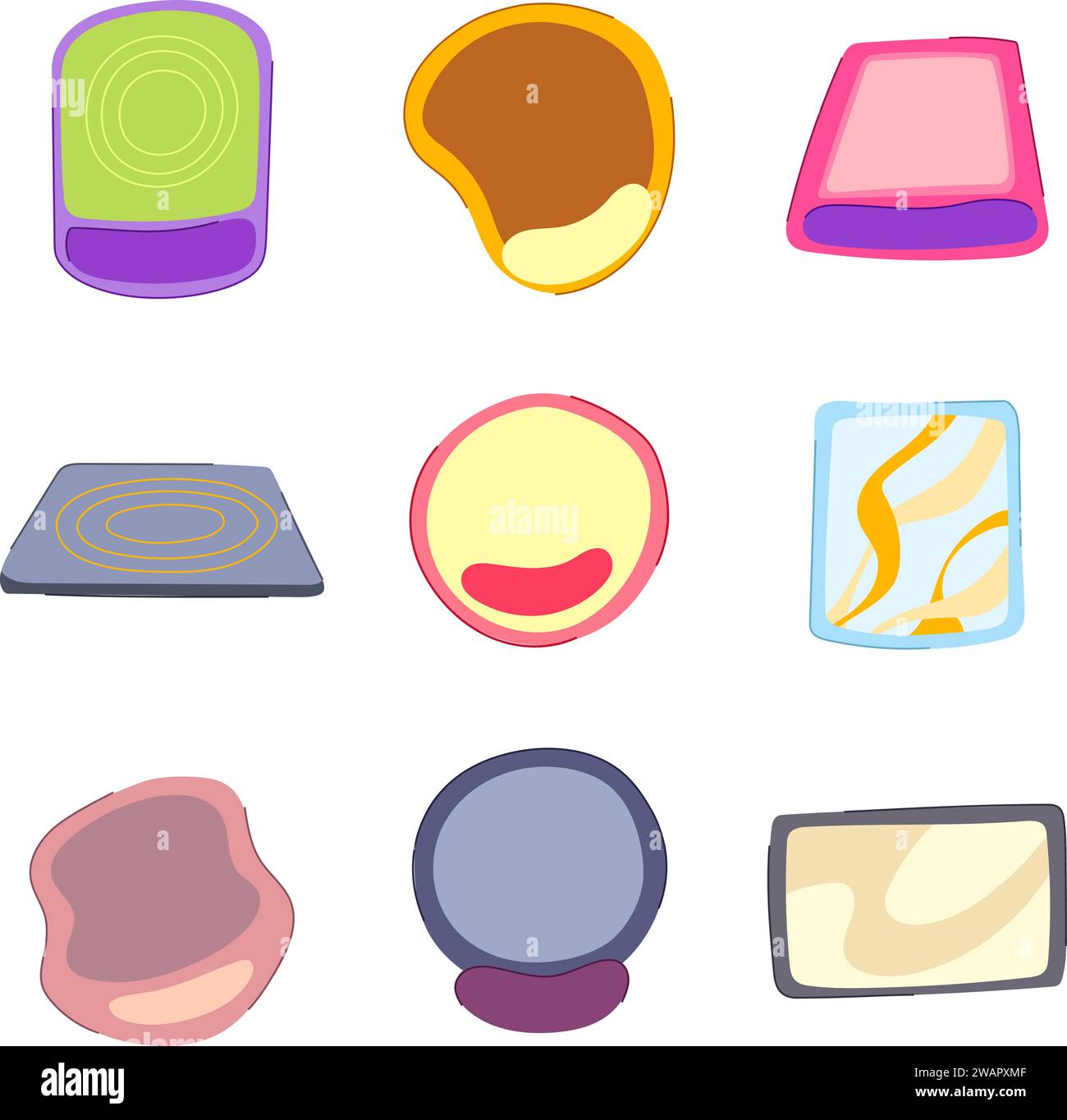 mouse pad set cartoon vector illustration Stock Vector Image & Art - Alamy