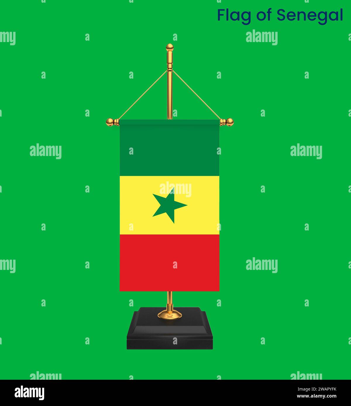 High detailed flag of Senegal. National Senegal flag. Africa. 3D ...