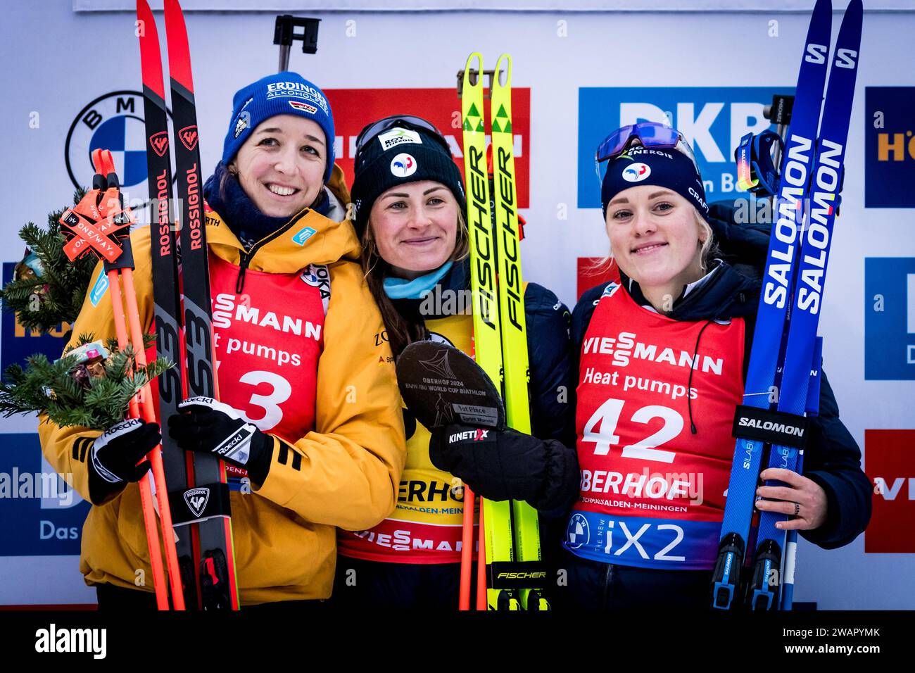 From left: the second placed Franziska Preuss of Germany, winner ...