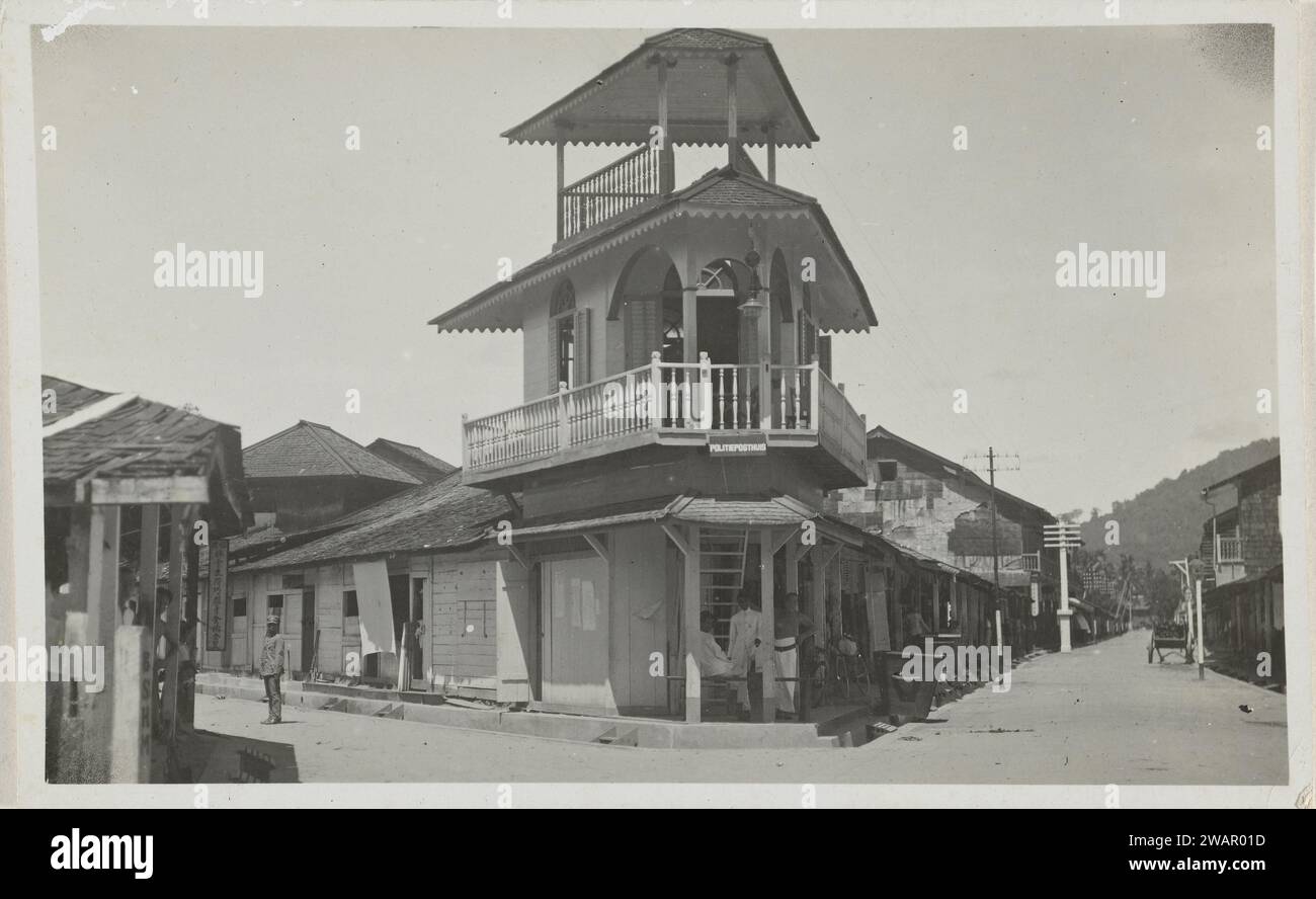 Street face in Singkawang with corner house with terrace, 1920 - 1940 ...