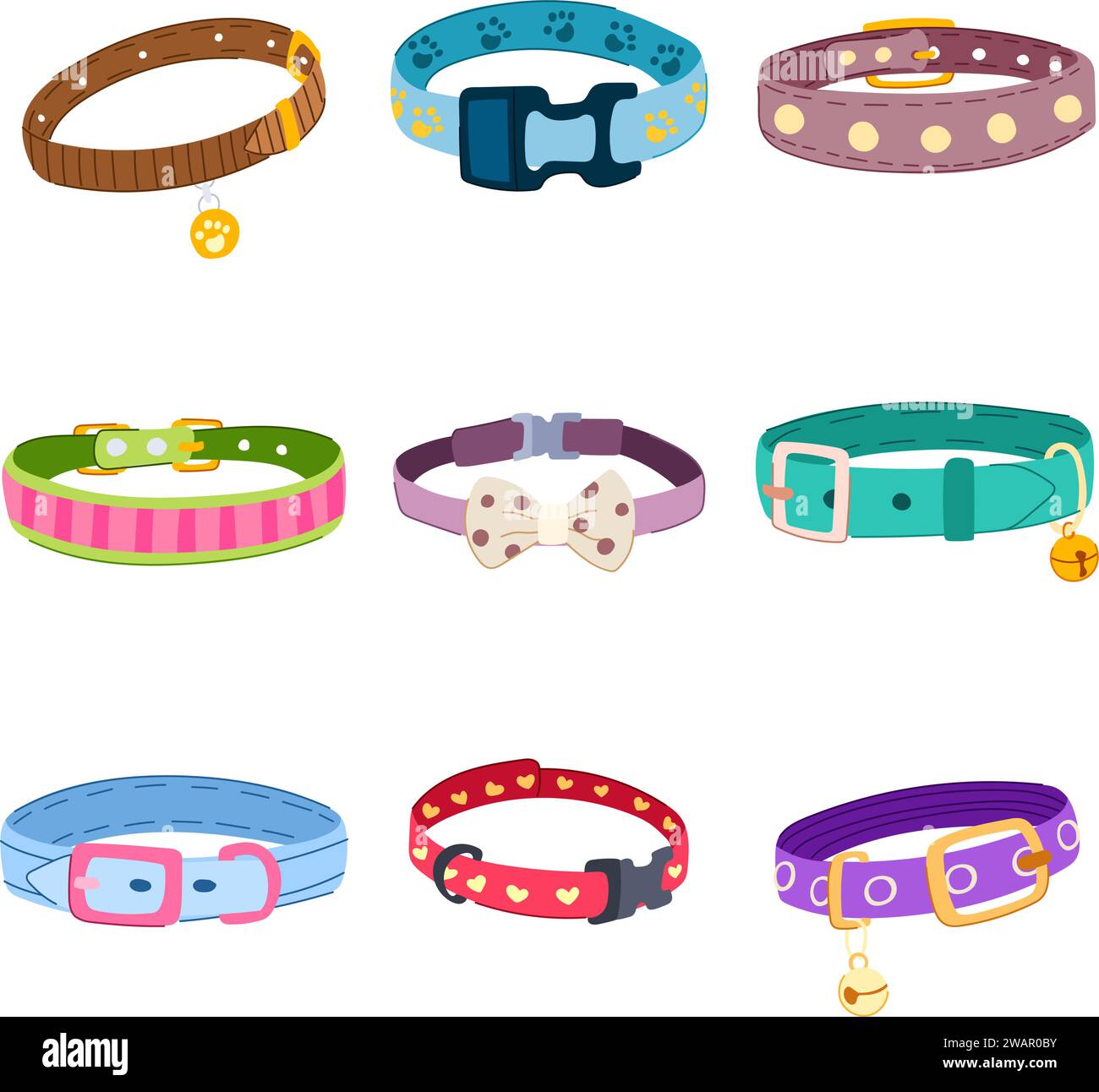 pet collar set cartoon vector illustration Stock Vector Image & Art - Alamy