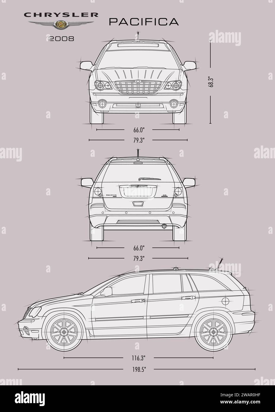 2008 Chrysler Pacifica car blueprint Stock Vector Image & Art - Alamy