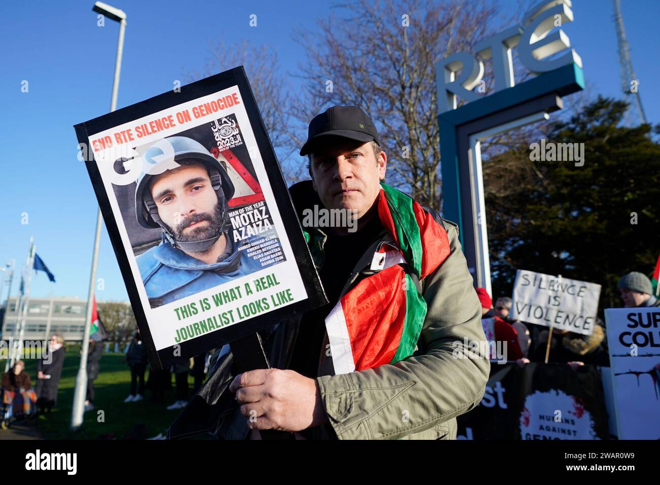 Killian McLoughlin takes part in a protest against RTE's reporting of ...