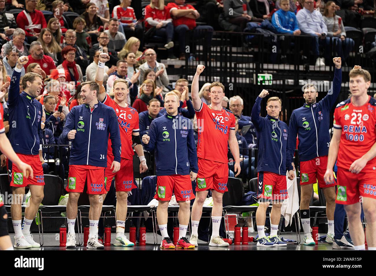 The men's handball match in the training tournament Norlys Golden League between Norway and the ...