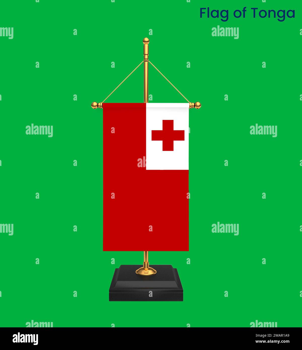 High detailed flag of Tonga. National Tonga flag. Oceania. 3D ...