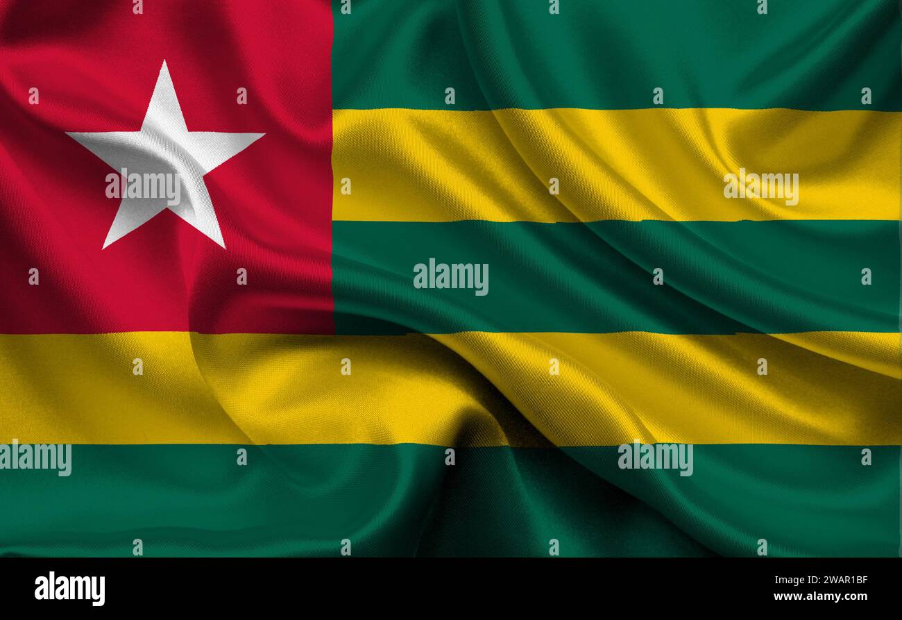 High detailed flag of Togo. National Togo flag. Africa. 3D illustration ...