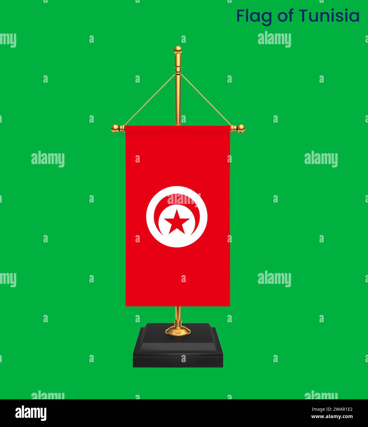 High detailed flag of Tunisia. National Tunisia flag. Africa. 3D ...