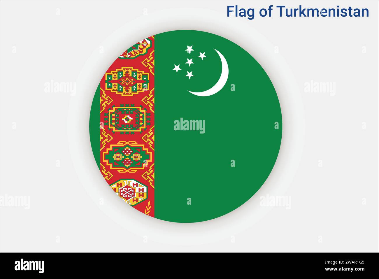 High detailed flag of Turkmenistan. National Turkmenistan flag. Asia ...