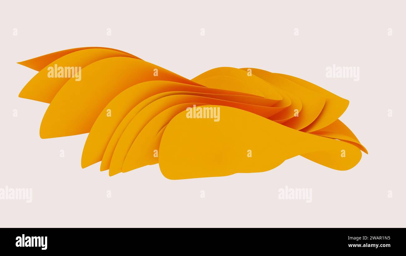 Abstract yellow shapes wavy 3d color fabric. Cloth wave background ...